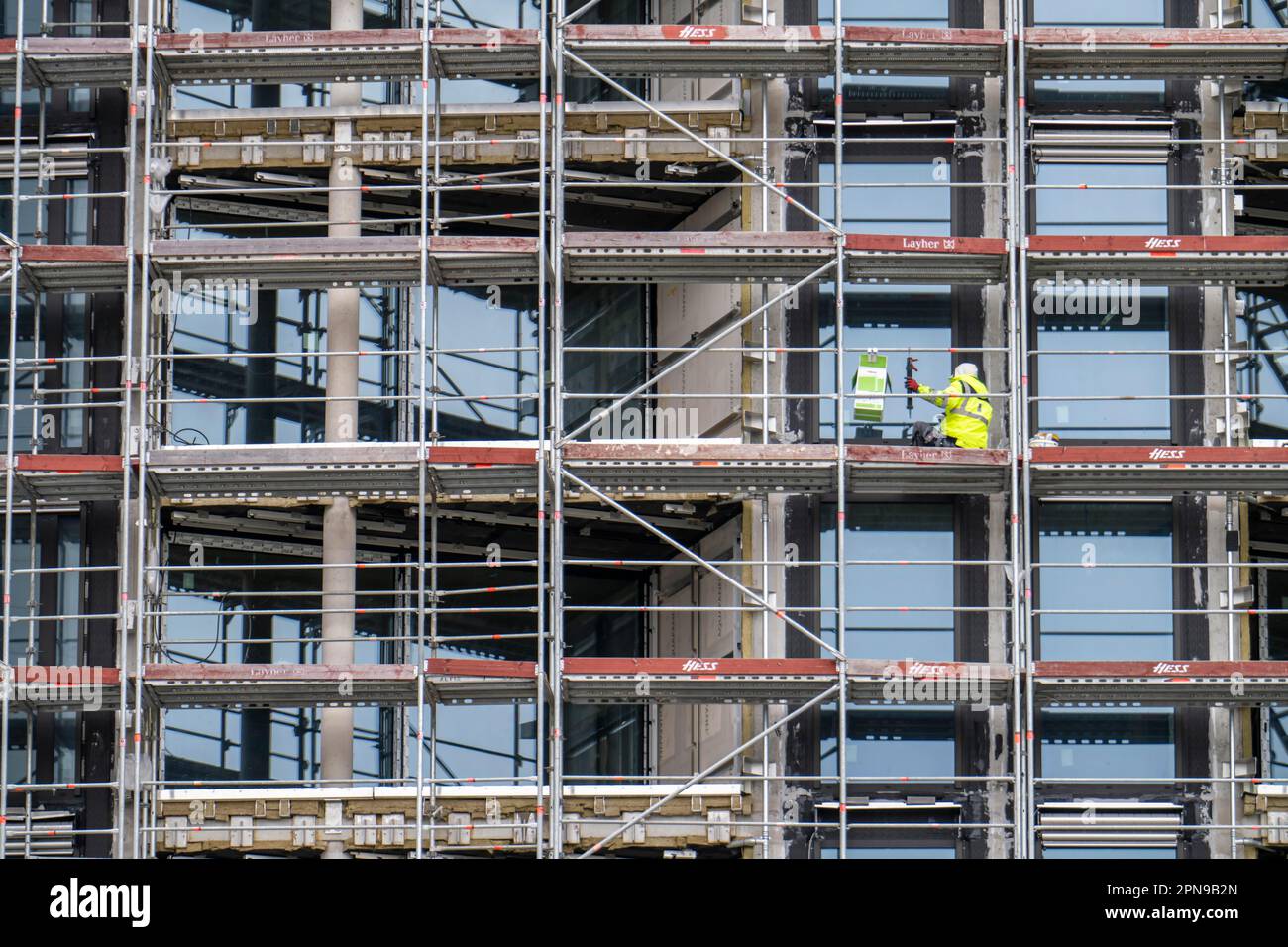 Large construction site, construction of a residential building with ...