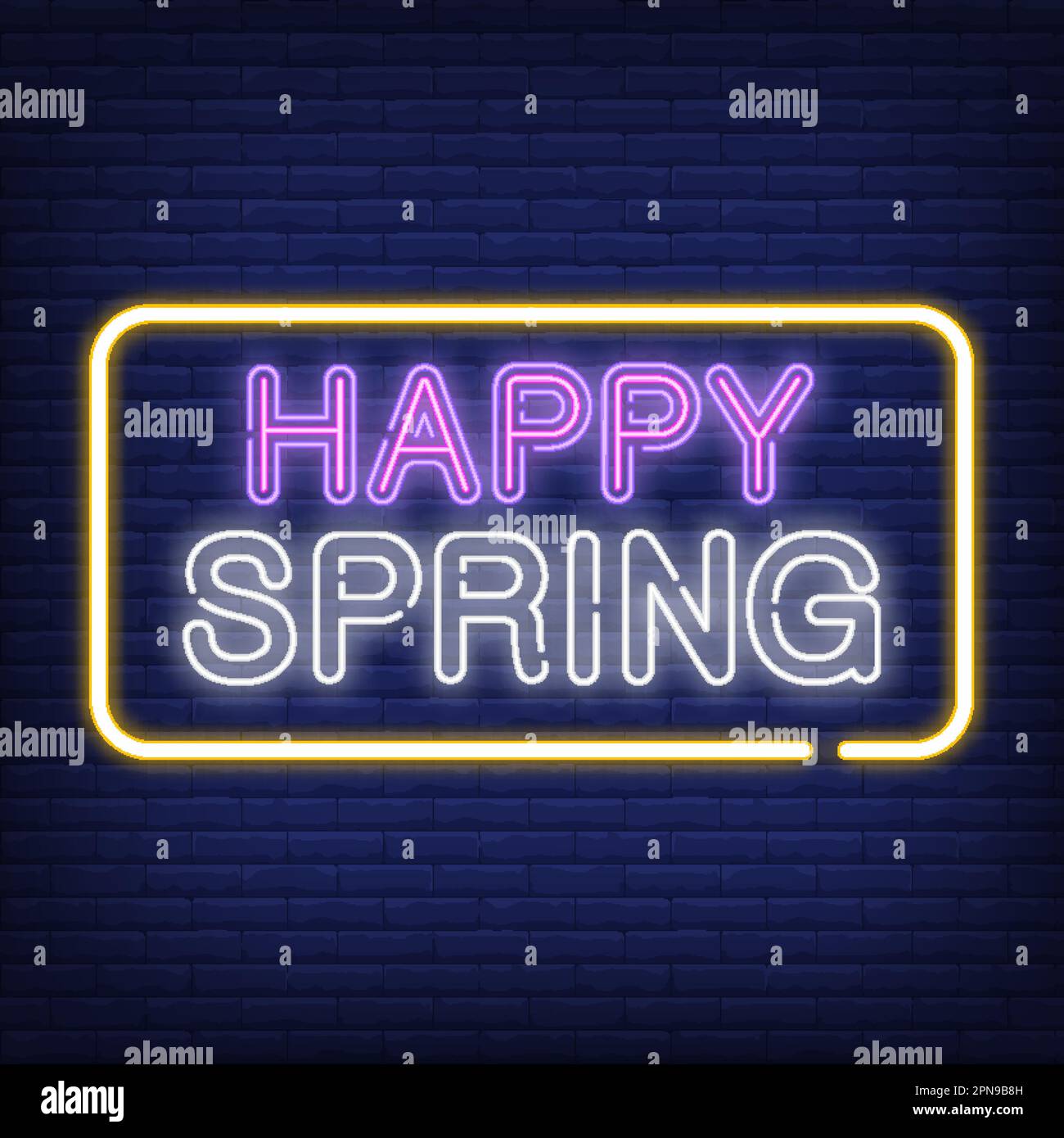 Happy spring neon text in frame Stock Vector Image & Art - Alamy