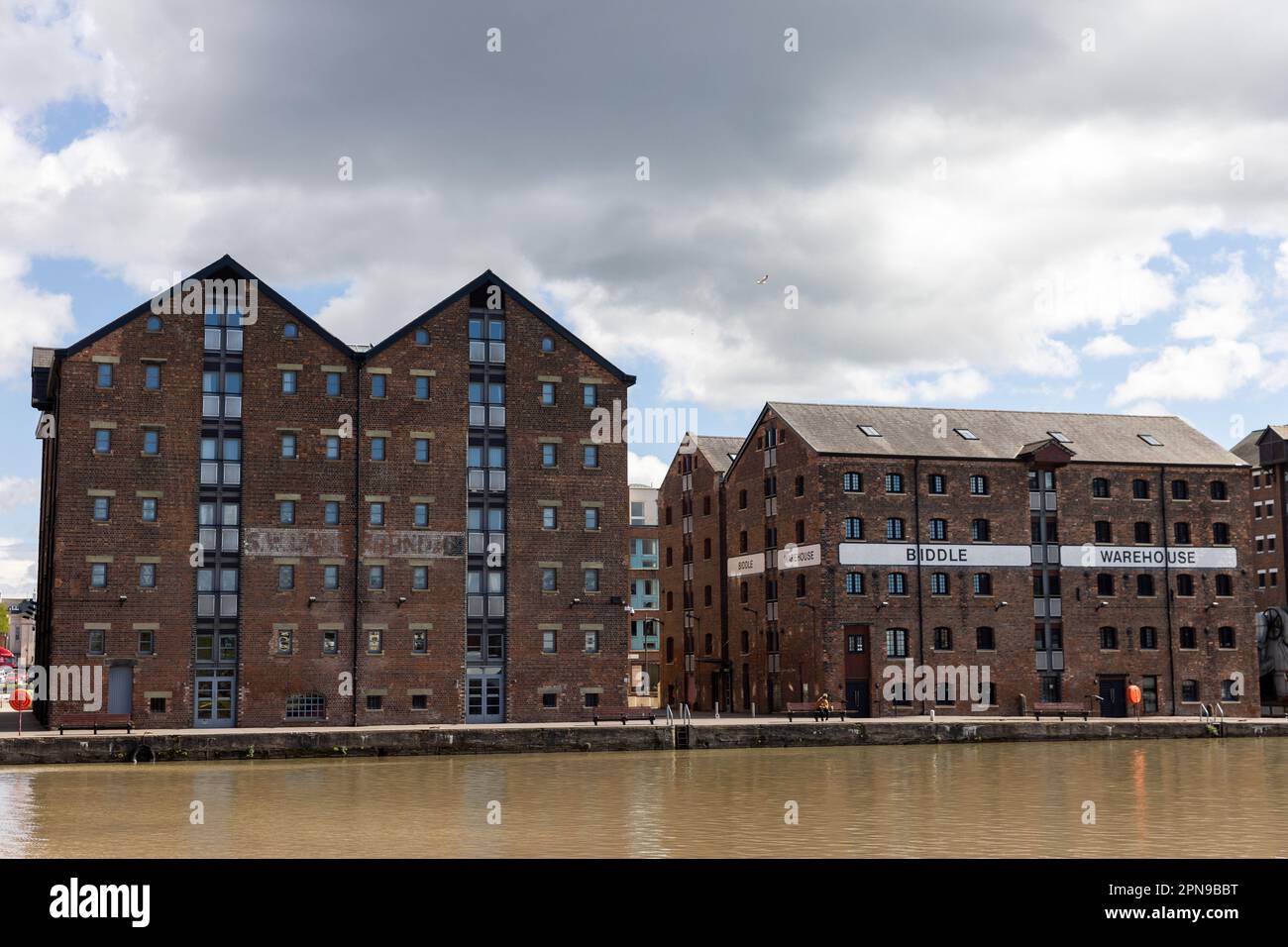 Gloucester, UK. 13th April, 2023. Converted residential warehouses are ...