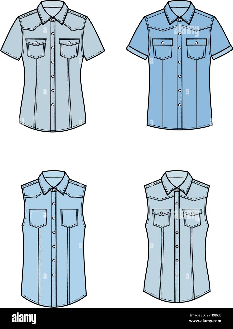 Denim jacket flat sketch Cut Out Stock Images & Pictures - Alamy