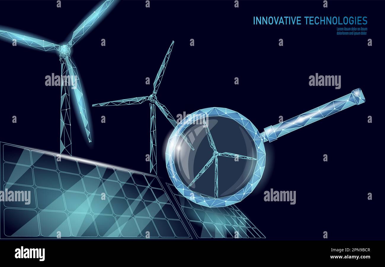 3D windmills ecology forest concept. Save environment wind green tree ...