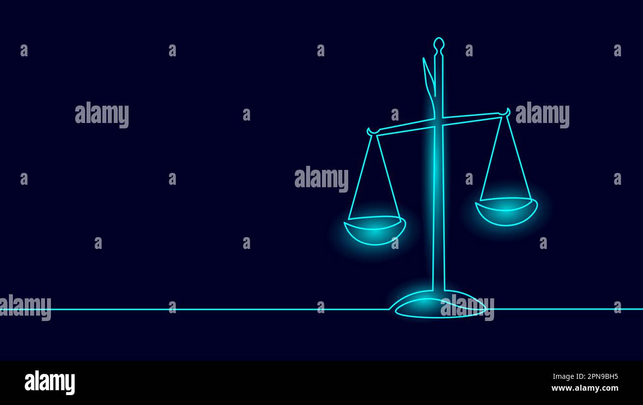 One line continuous judgment lawyer scale symbol concept. Crime ...