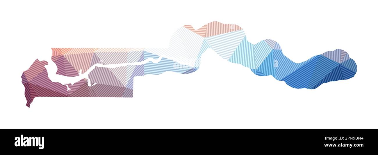 Map of Gambia. Low poly illustration of the country. Geometric design with stripes. Technology ...