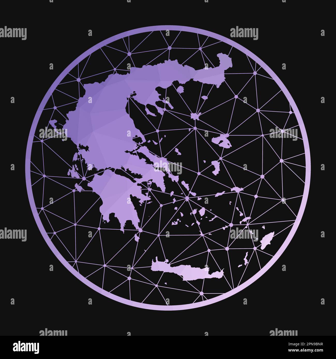 Greece icon. Vector polygonal map of the country. Greece icon in ...