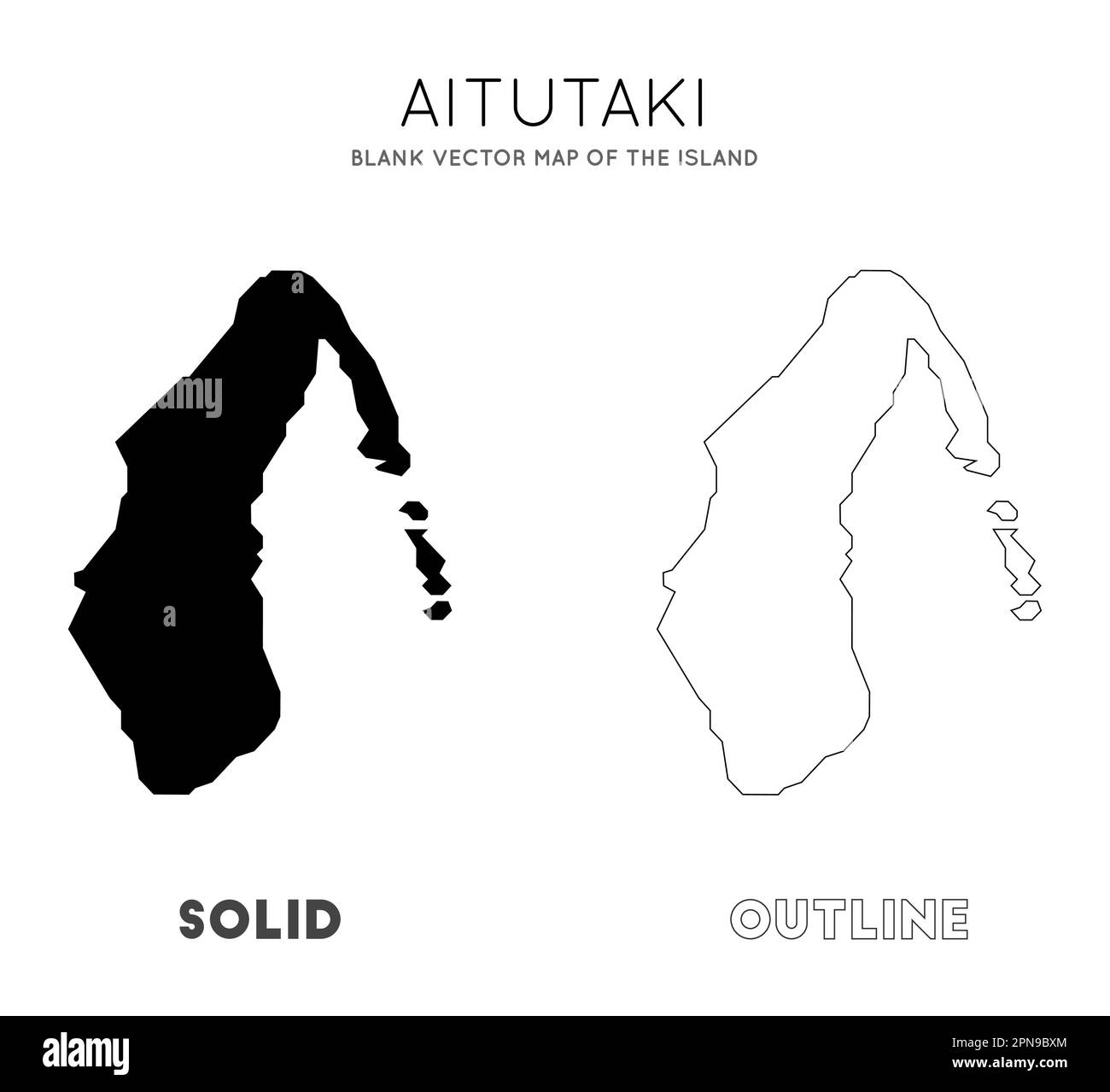 Aitutaki map. Blank vector map of the island. Borders of Aitutaki for ...