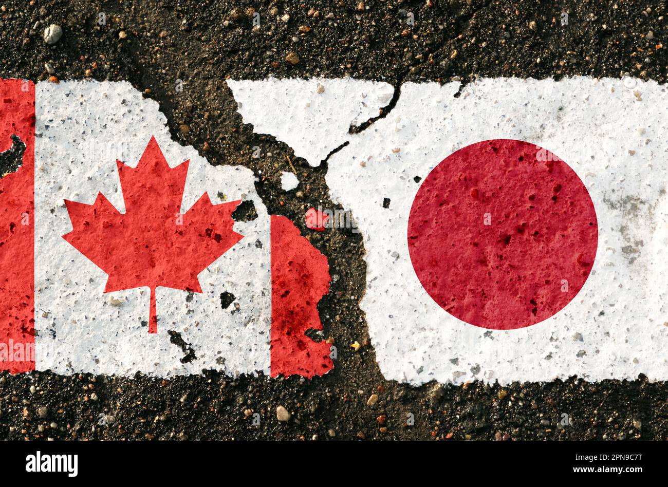 On the pavement there are images of the flags of Canada and Japan, as a ...