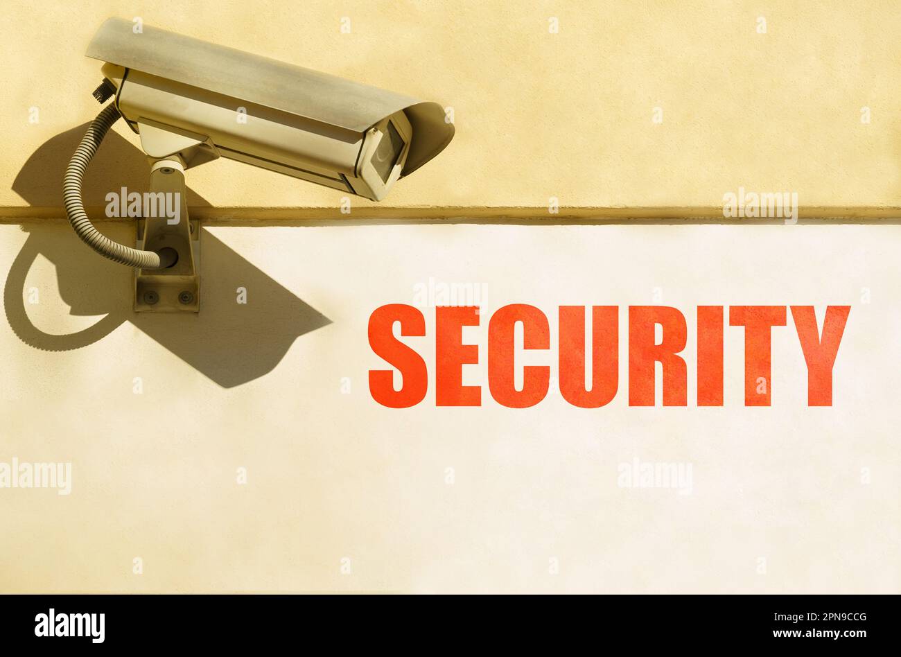 Video surveillance and security. A CCTV camera is installed on the wall ...