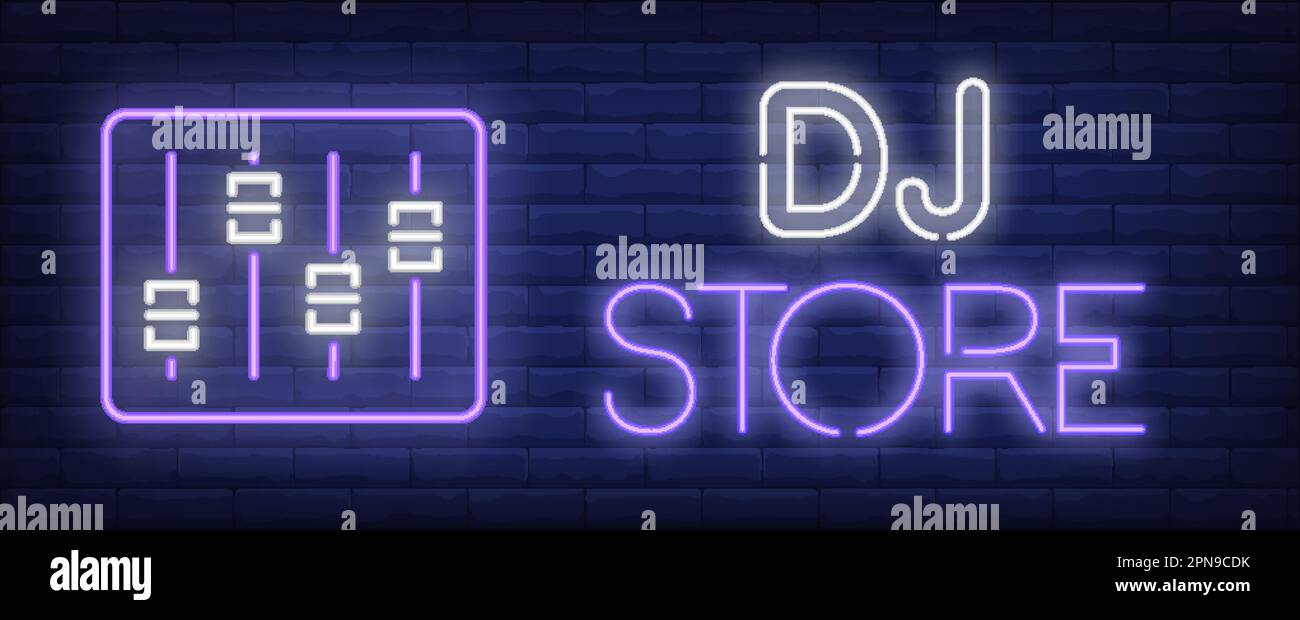 DJ store neon text with equalizer Stock Vector Image & Art - Alamy
