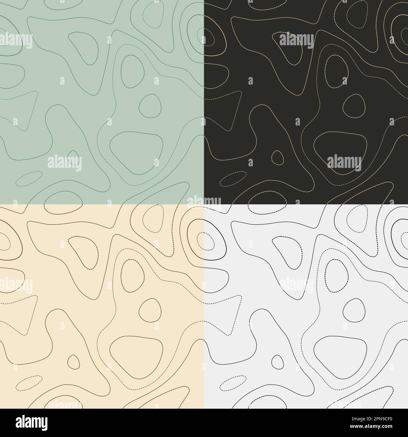 Topography patterns. Seamless elevation map tiles. Awesome isoline ...
