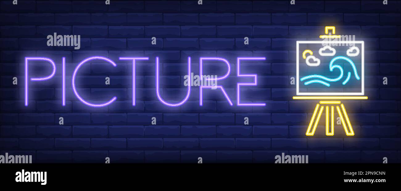 Picture neon text with easel with picture Stock Vector Image & Art - Alamy