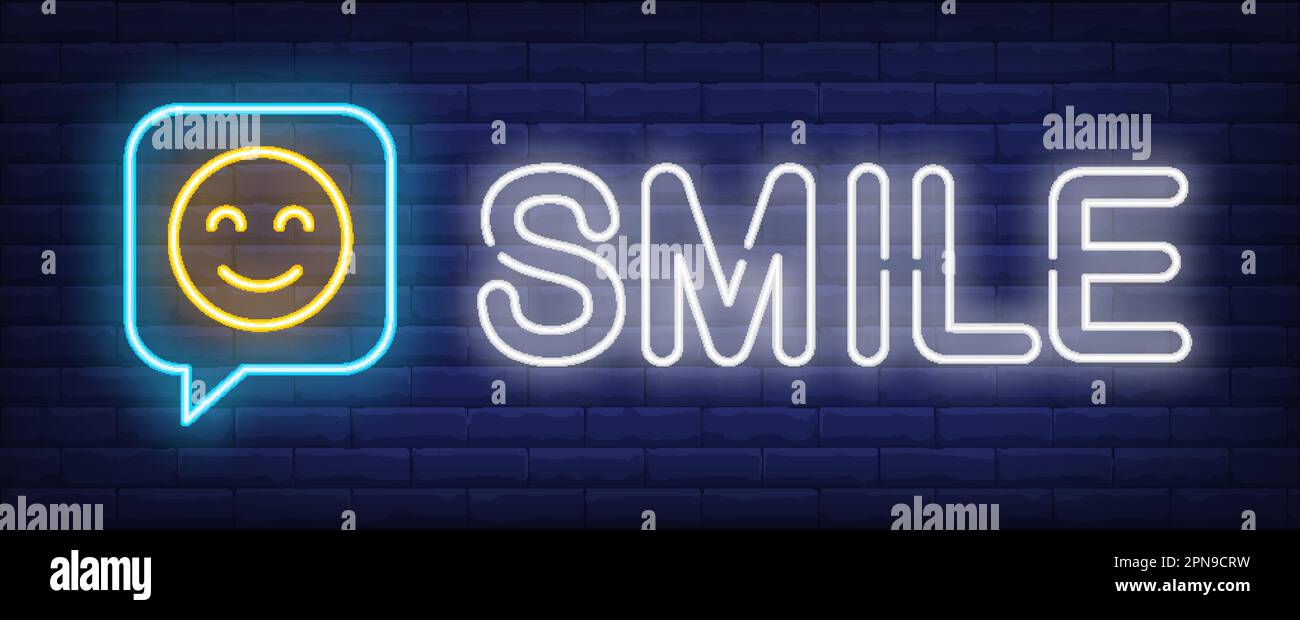 Smile neon sign Stock Vector Image & Art - Alamy