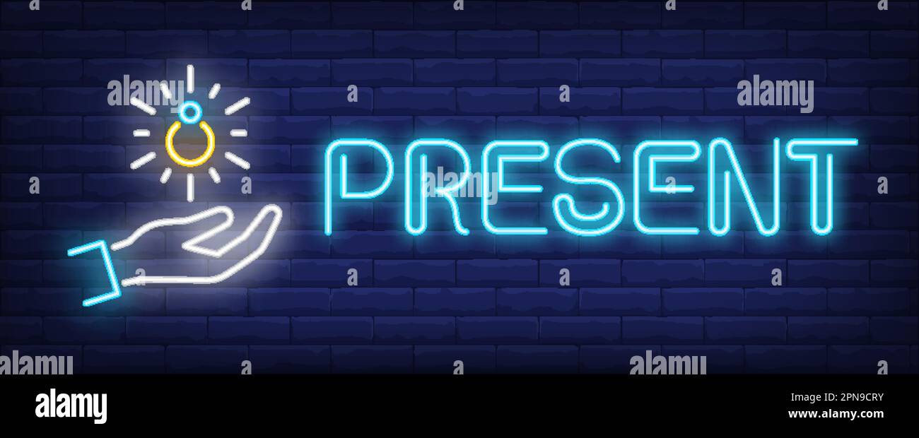 Present neon text with hand and shining ring Stock Vector Image & Art ...