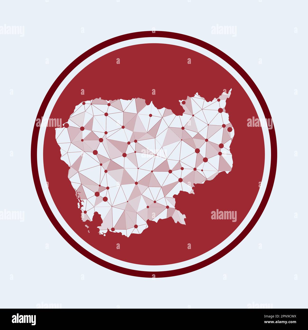 Cambodia icon. Trendy tech logo of the country. Geometric mesh round ...