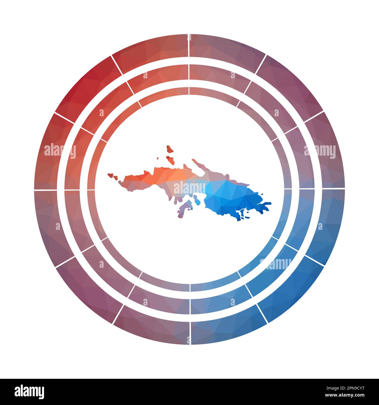 Saint Thomas badge. Bright gradient logo of island in low poly style ...