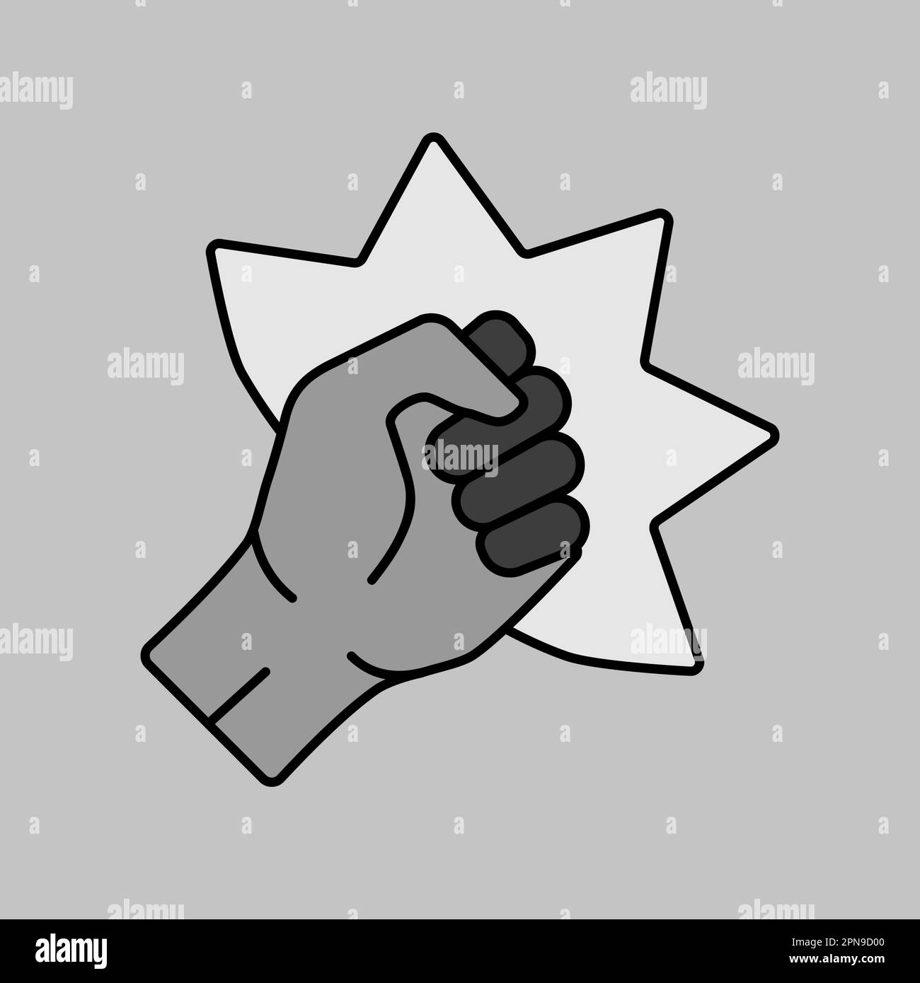 Punch, raised up clenched fist vector isolated icon. Demonstration ...