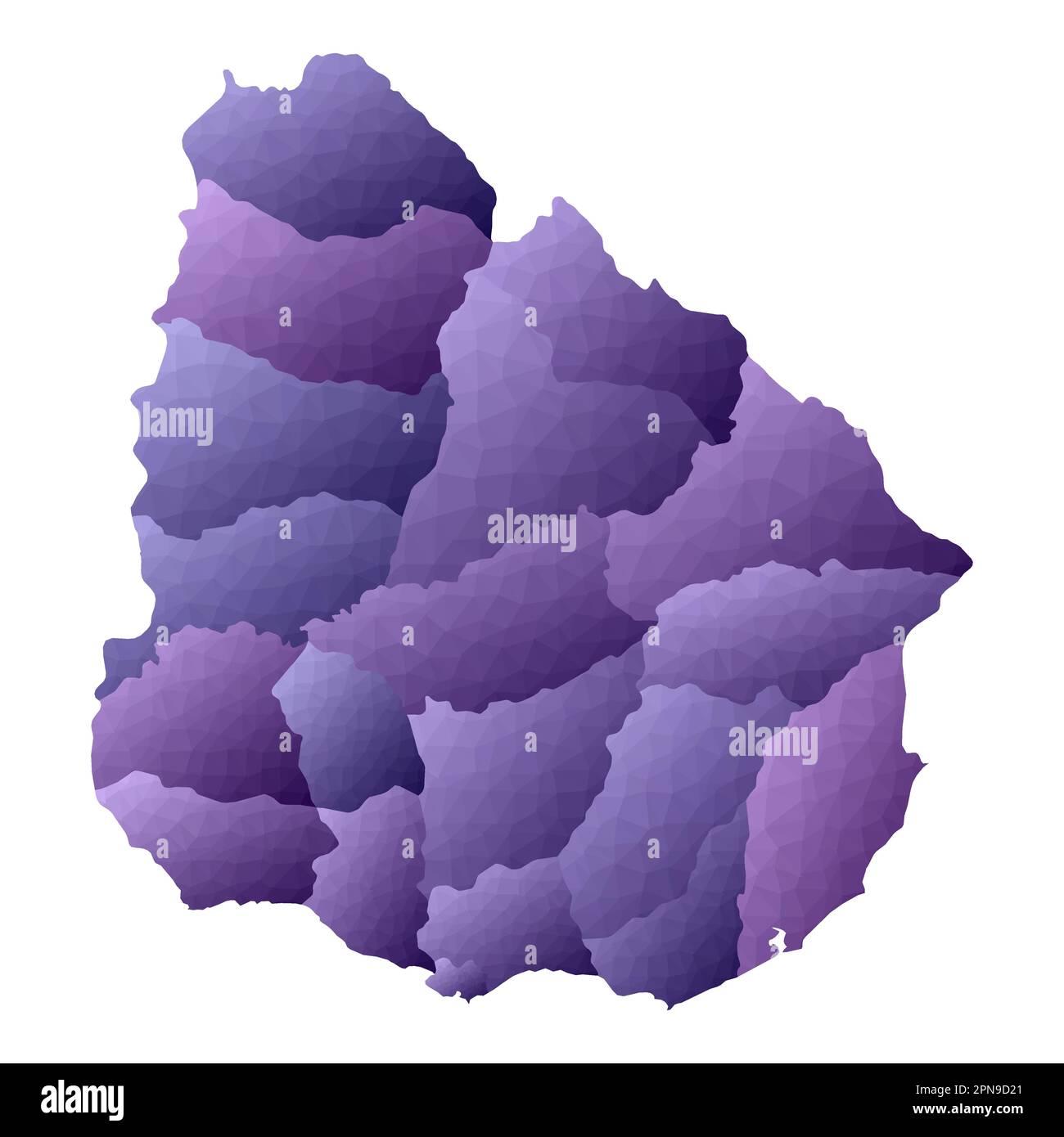 Uruguay map. Geometric style country outline. Original violet vector ...