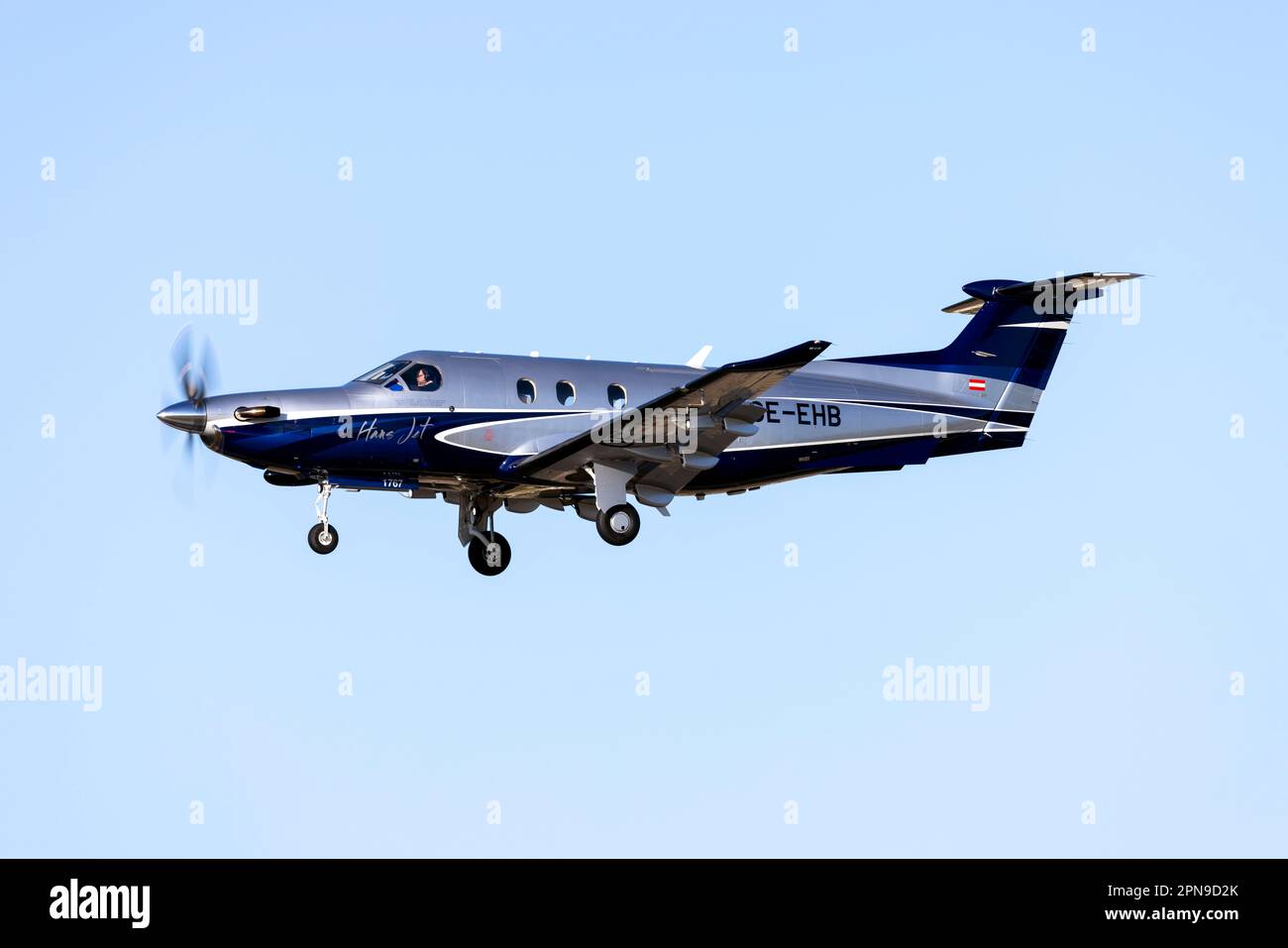 Hans Jet Pilatus PC-12-47E (Reg.: OE-EHB) on finals runway 31 Stock ...