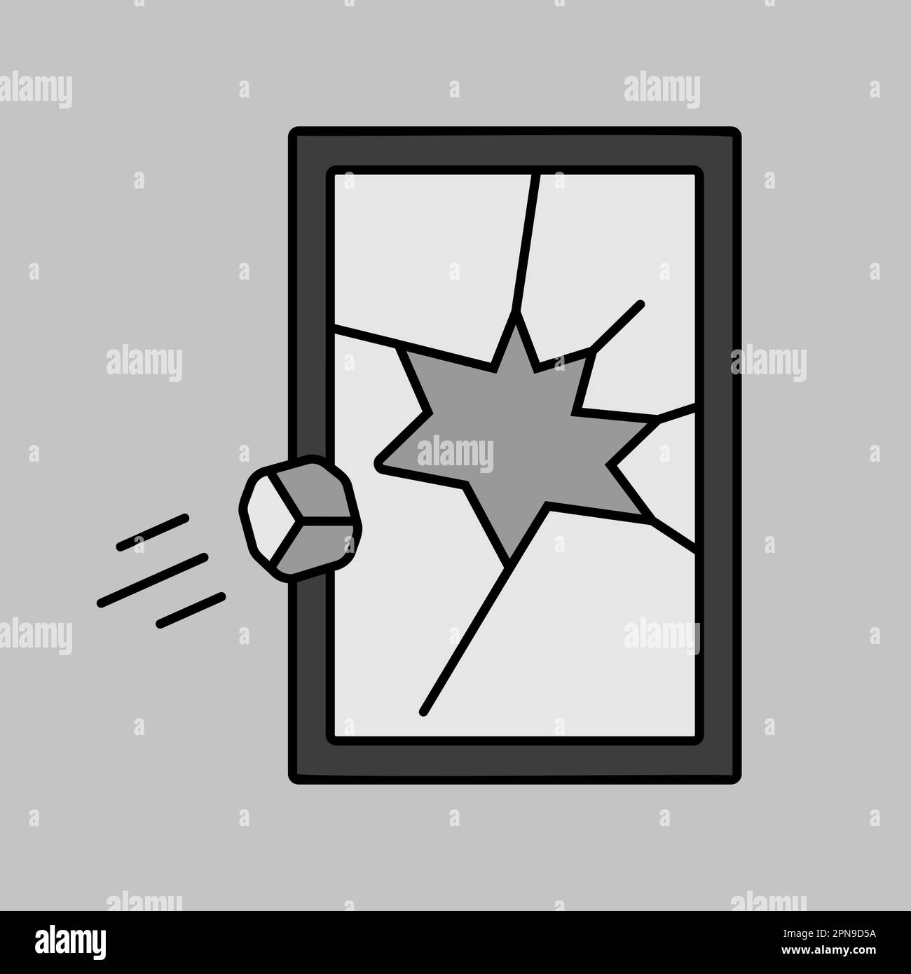 Broken store vector isolated icon. Broken windows and facades of store ...
