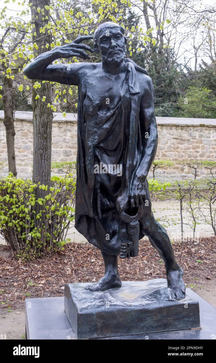 monumental cast bronze statue of Jacques de Wissant, Burghers of Calais ...