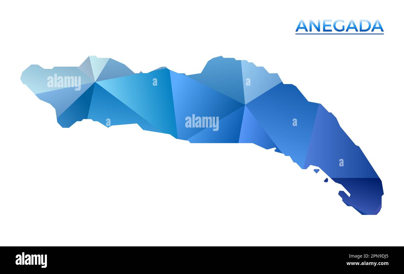 Vector polygonal Anegada map. Vibrant geometric island in low poly ...