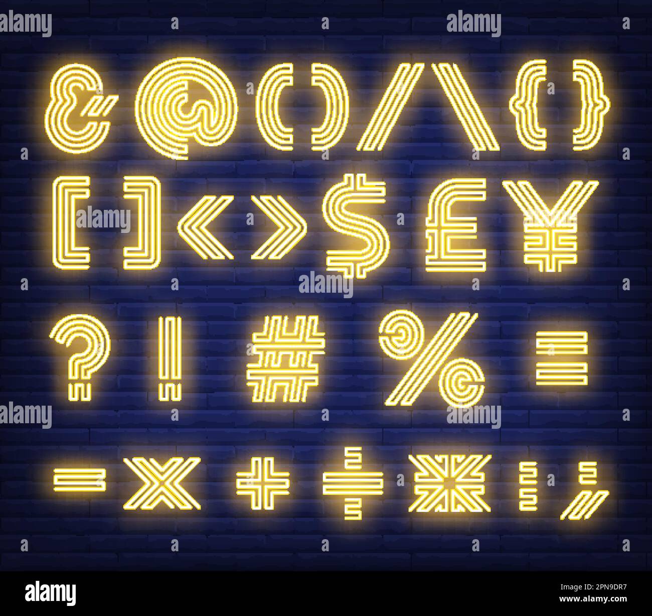 Yellow text symbols neon hi-res stock photography and images - Alamy