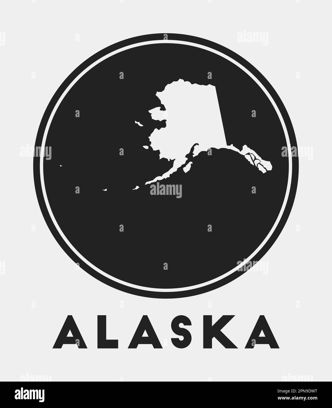 Alaska icon. Round logo with US state map and title. Stylish Alaska ...