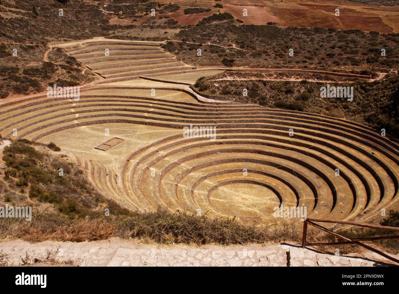 The terraces of the Moray archaeological site in Cusco Department, Peru ...