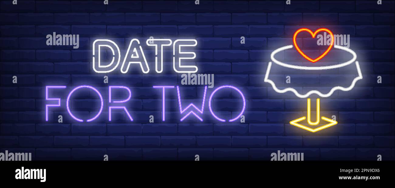 Date for two neon text with table and heart Stock Vector Image & Art ...