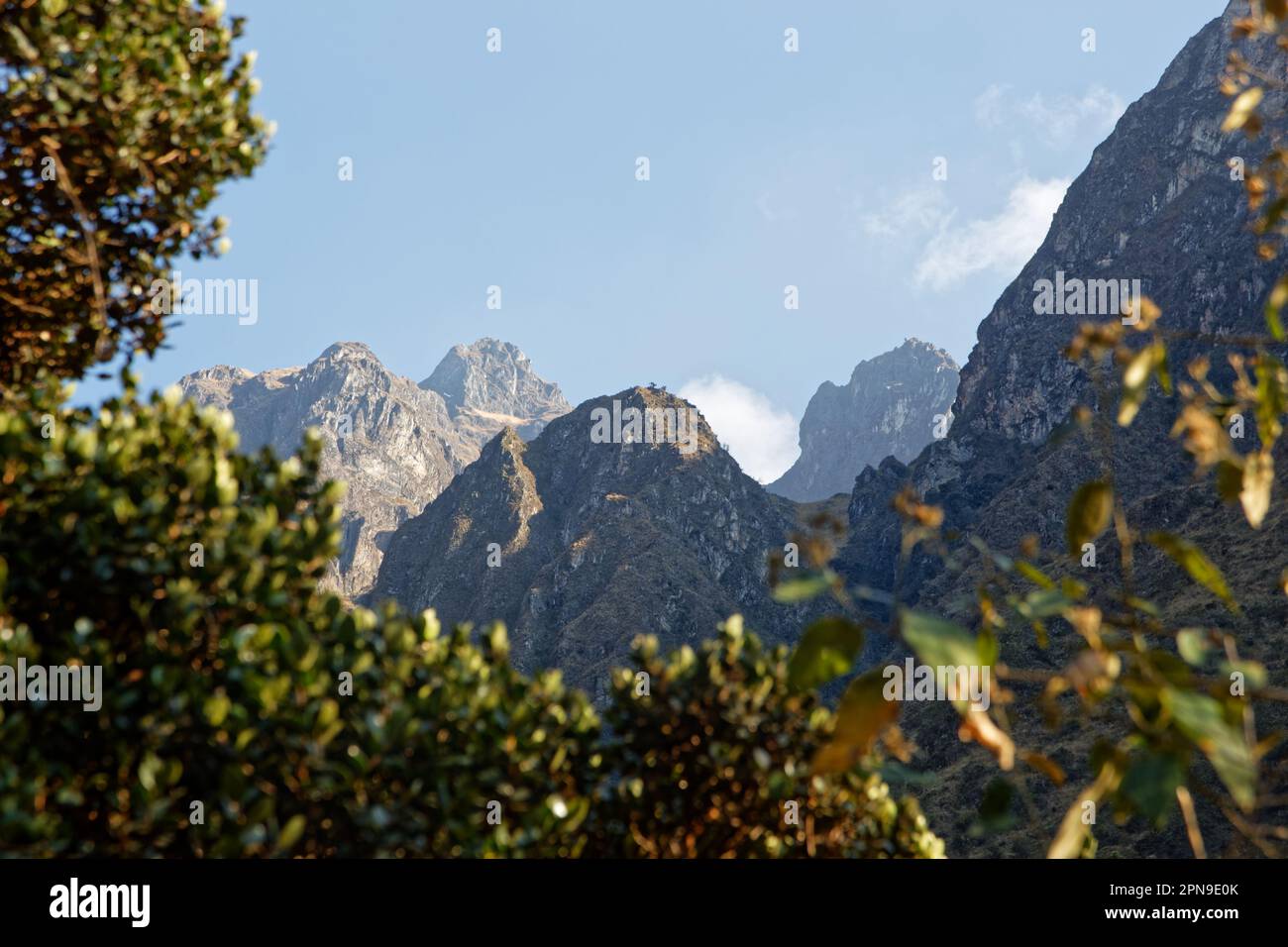 Peaks of the Peruvian Andes, as seen from the Inca Trail Stock Photo ...