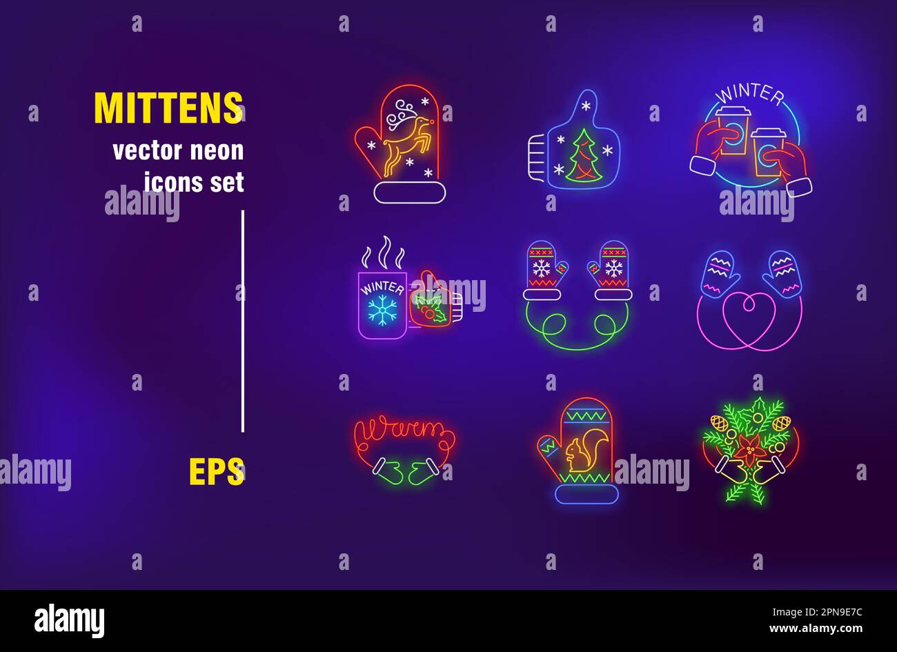 Mittens neon signs set Stock Vector Image & Art - Alamy