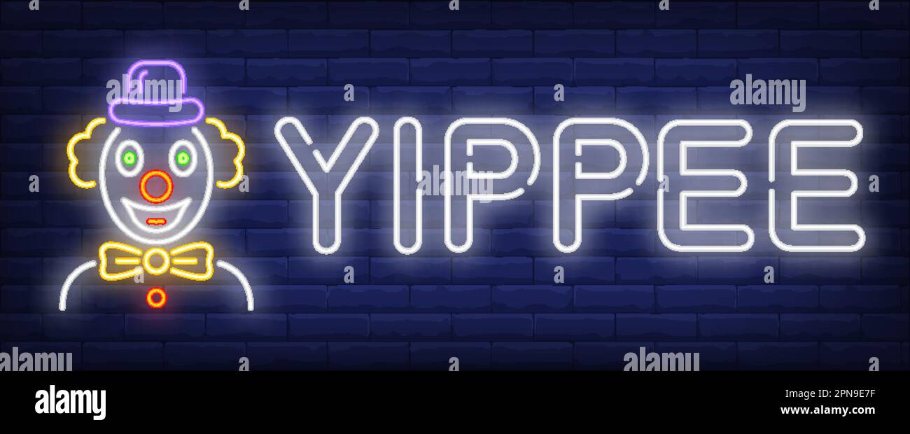 Yippee neon text with cheerful clown Stock Vector Image & Art - Alamy