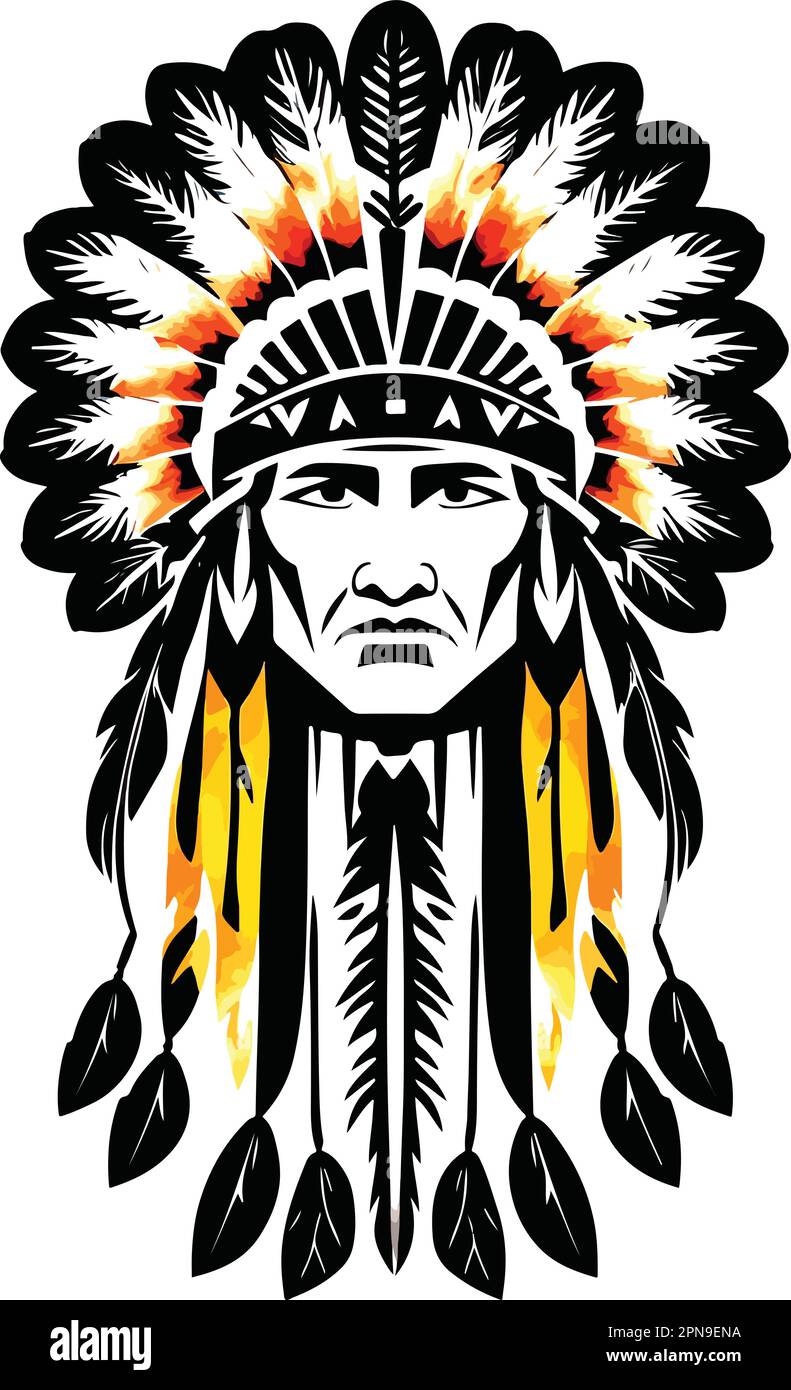 Colour Full Native American Indian Head Vector Stock Vector Image & Art - Alamy