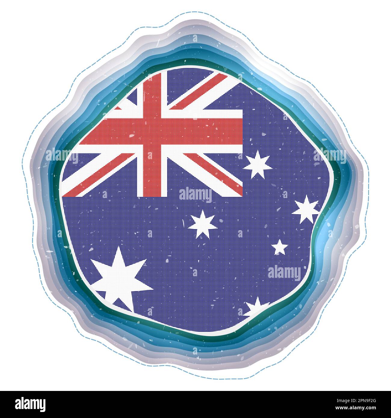 Australia flag in frame. Badge of the country. Layered circular sign ...