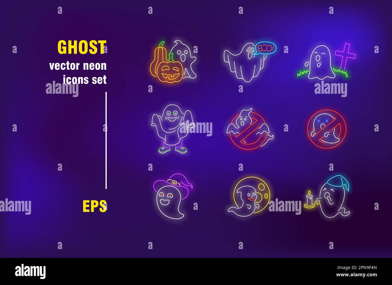 Ghost neon signs set Stock Vector Image & Art - Alamy