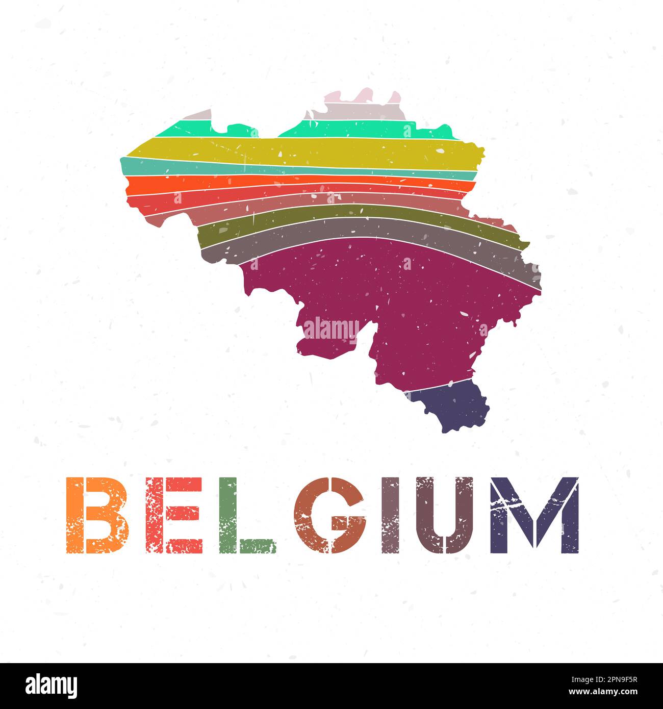 Belgium map design. Shape of the country with beautiful geometric waves ...