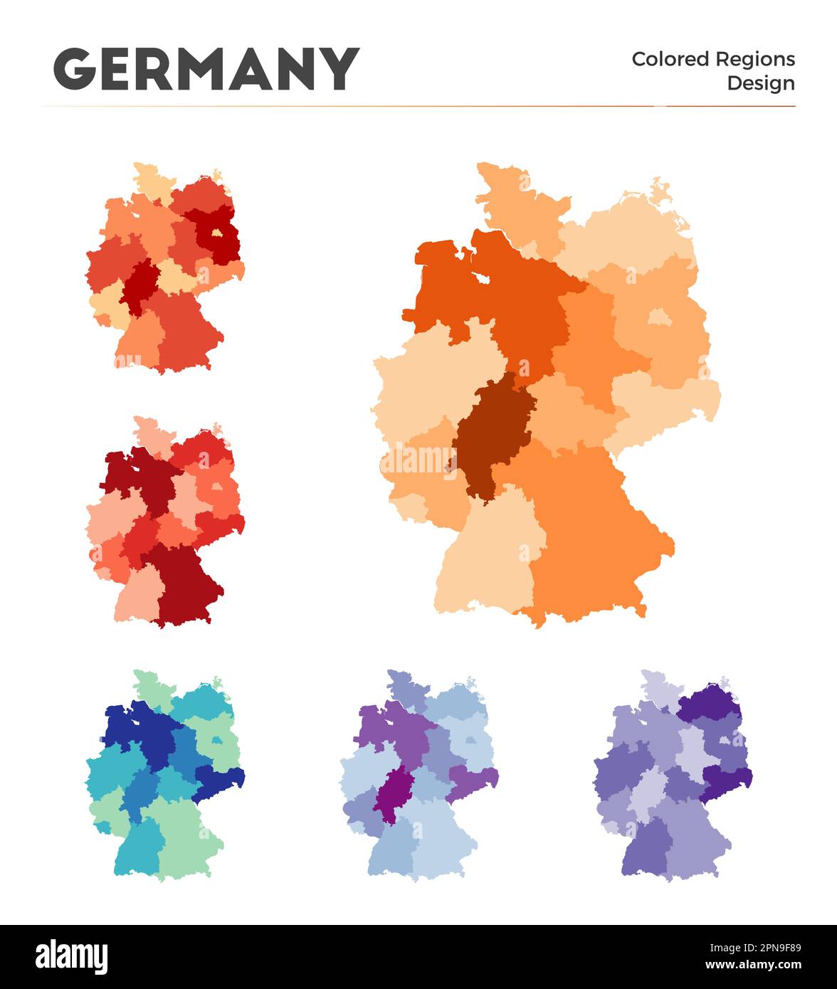 Germany map collection. Borders of Germany for your infographic. Colored country regions. Vector ...