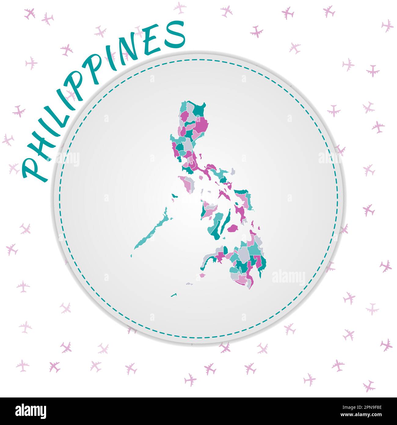 Philippines map design. Map of the country with regions in emerald ...