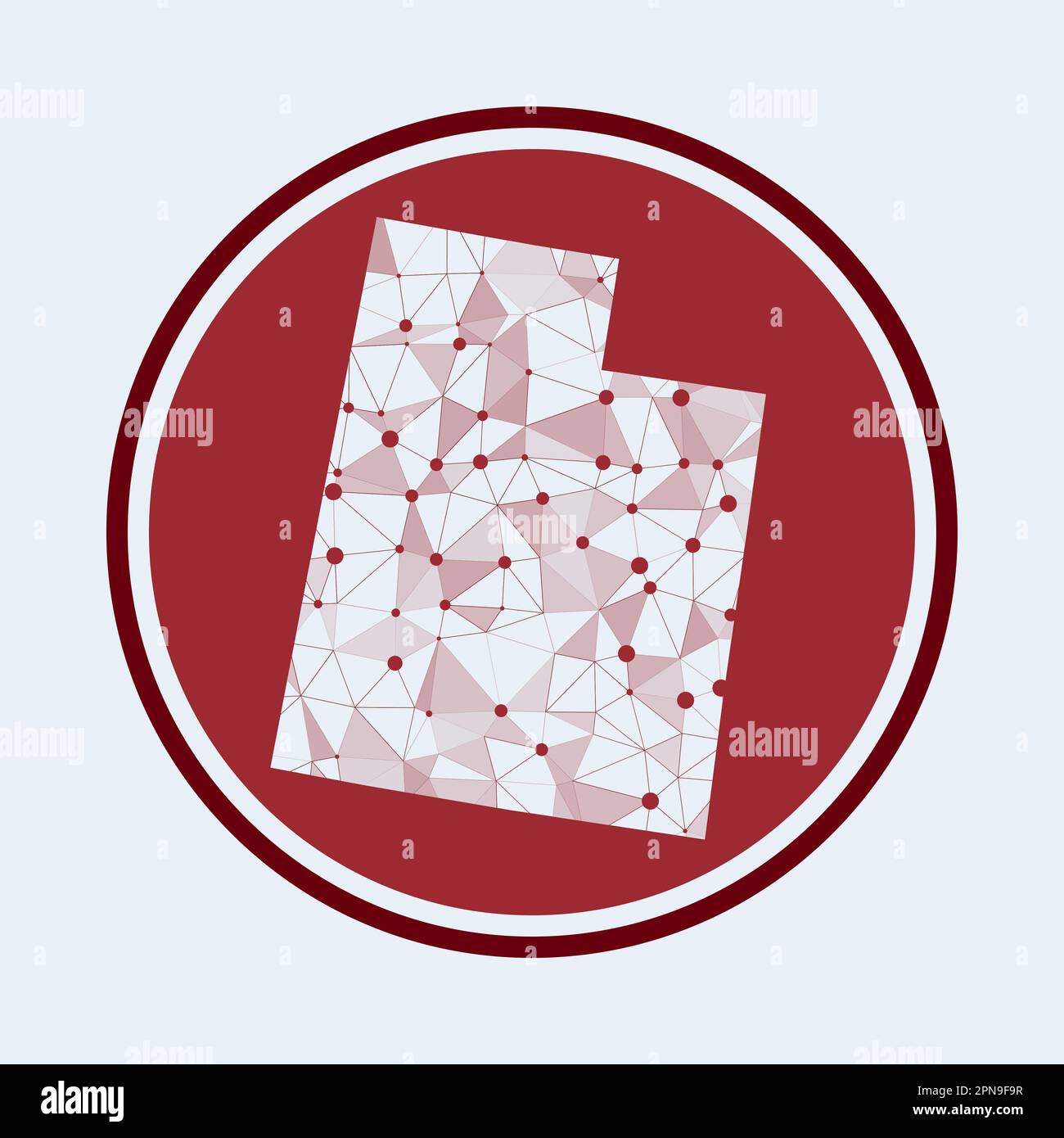 Utah icon. Trendy tech logo of the US state. Geometric mesh round ...