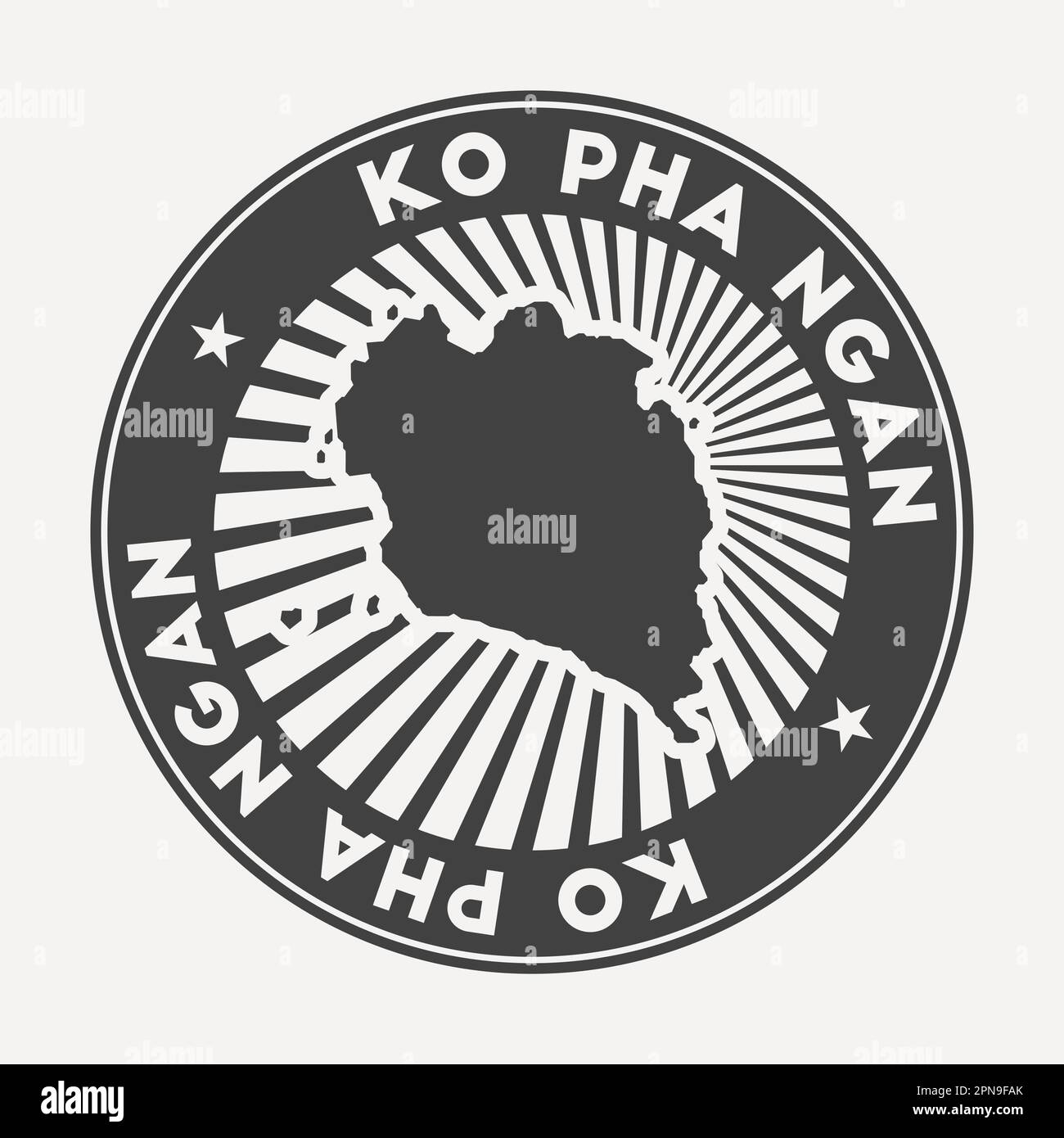 Ko Pha Ngan round logo. Vintage travel badge with the circular name and ...