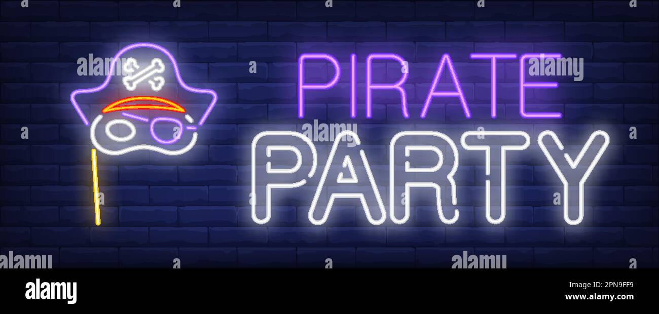 Pirate party neon sign Stock Vector Image & Art - Alamy