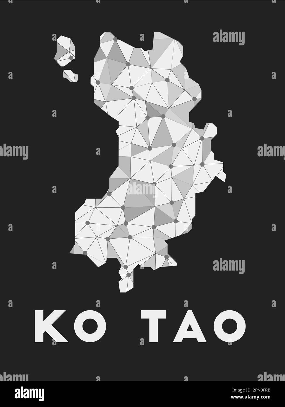 Ko Tao - communication network map of island. Ko Tao trendy geometric ...