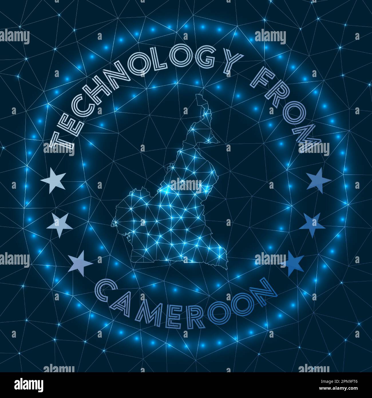 Technology From Cameroon. Futuristic geometric badge of the country ...