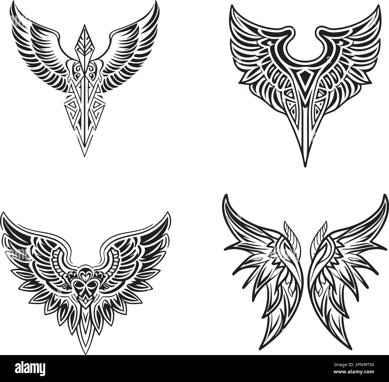 Tribal Angel Wings Tattoo