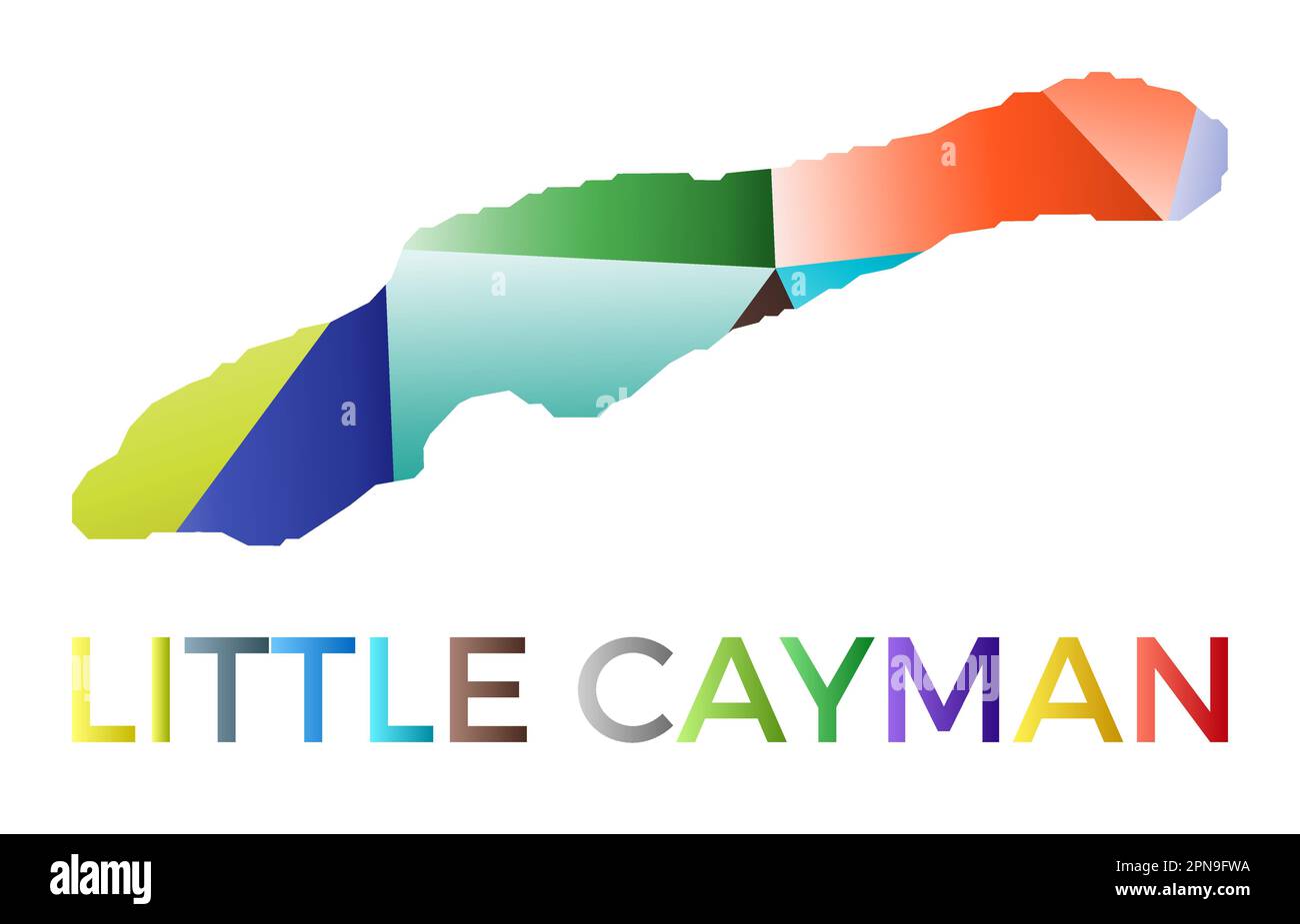 Bright colored Little Cayman shape. Multicolor geometric style island ...