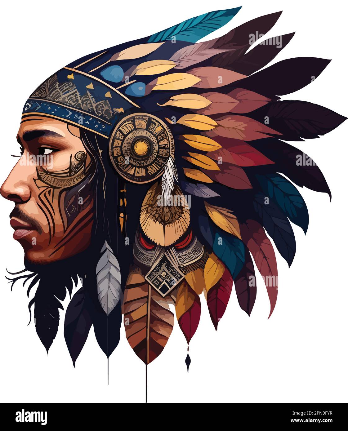 Brave Pencil Native Indian Vector Stock Vector Image Art Alamy