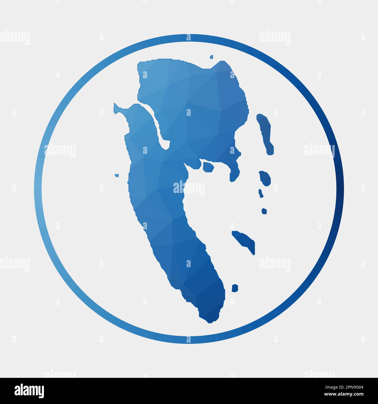 Ko Lanta icon. Polygonal map of the island in gradient ring. Round low ...