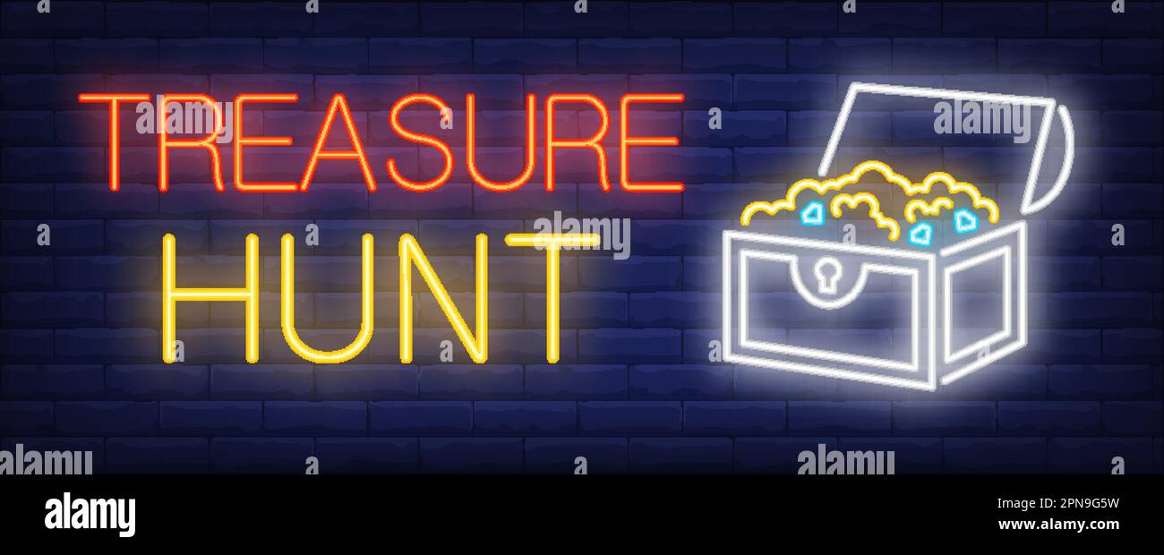 Treasure hunt neon sign Stock Vector Image & Art - Alamy