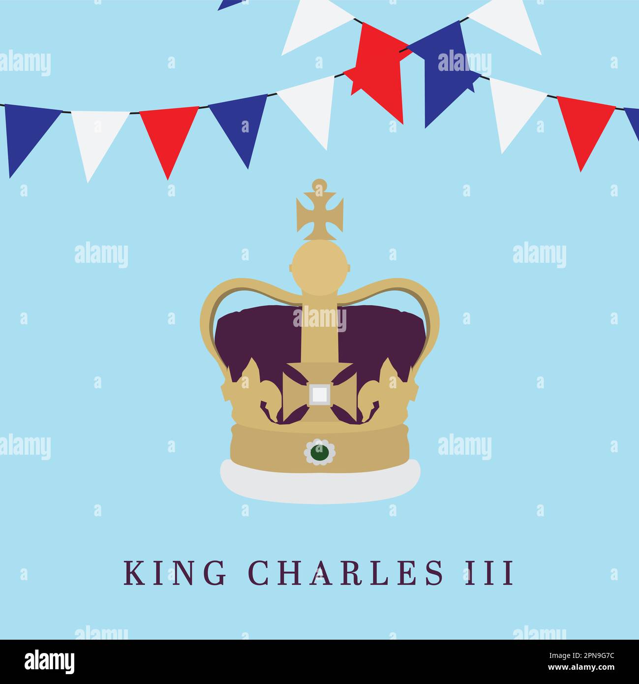 King Charles III vector with bunting and crown Stock Vector Image & Art ...