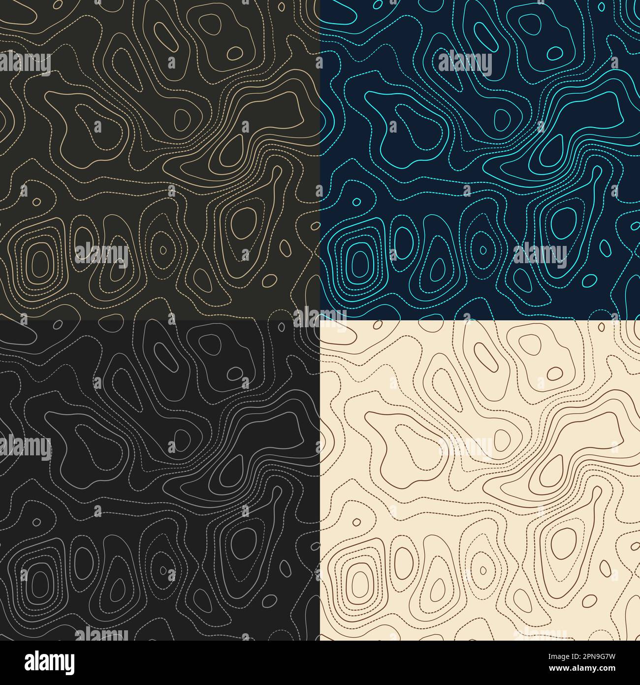 Topography patterns. Seamless elevation map tiles. Amazing isoline ...