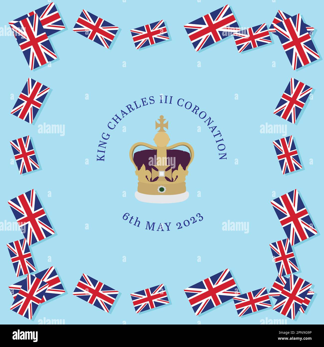 King Charles III Coronation vector illustration with crown and union ...